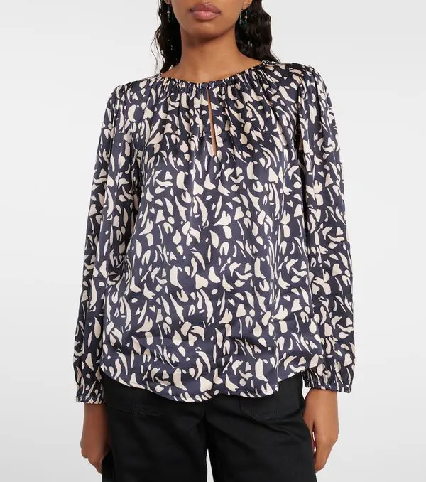 Velvet By Graham & Spencer Kade Printed Satin Blouse