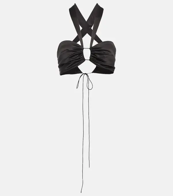 THE SEI Silk Satin Bra Top - Black