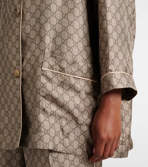 Gucci Gg Supreme Oversized Silk Shirt