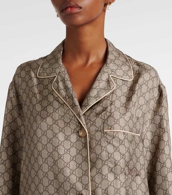 Gucci Gg Supreme Oversized Silk Shirt