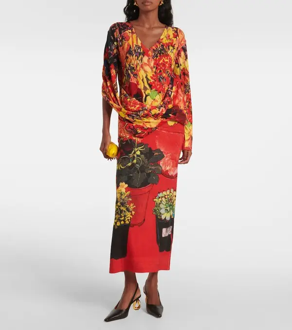 JW Anderson Asymmetric Draped Wool-blend Maxi Dress