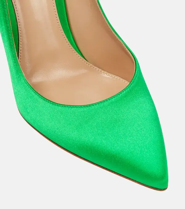 GIANVITO ROSSI Pointed Toe Satin Pumps - Green