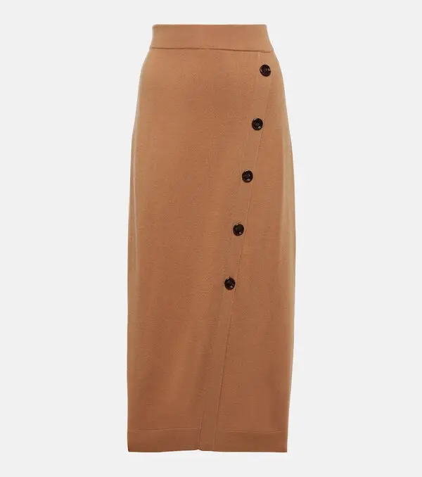 Jardin Des Orangers Cashmere And Wool Midi Skirt - Brown
