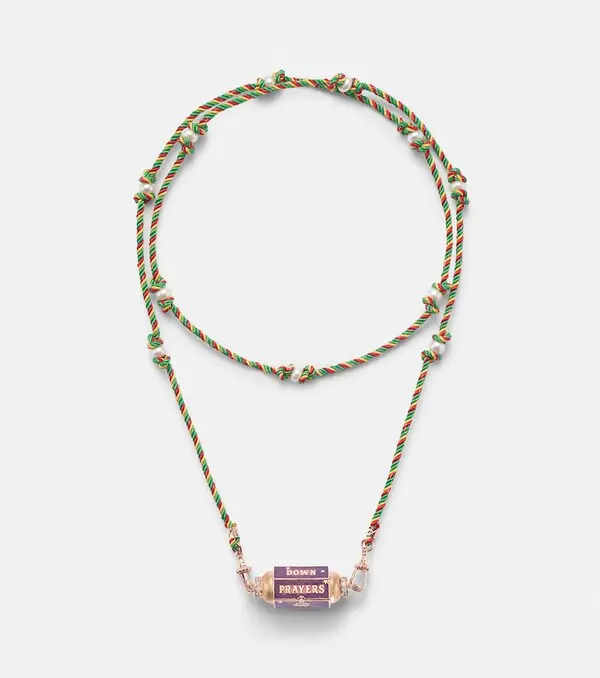 MARIE LICHTENBERG 18kt Rose Gold Diamond And Pearl Locket Necklace - Multicoloured
