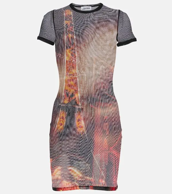 JEAN PAUL GAULTIER Pigalle Printed Mesh Mini Dress - Multicoloured