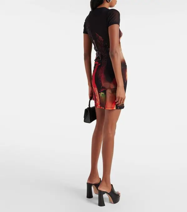 JEAN PAUL GAULTIER Pigalle Printed Mesh Mini Dress