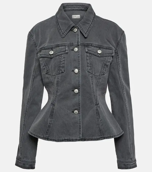Magda Butrym Peplum Denim Jacket - Grey