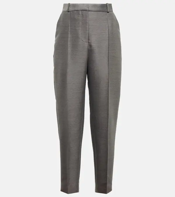 TOTEME Mid-rise Straight Cotton And Wool-blend Pants - Grey