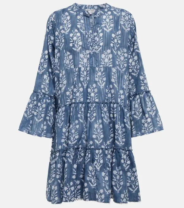 JULIET DUNN Floral Cotton-blend Minidress With Metallic Accents - Multicoloured