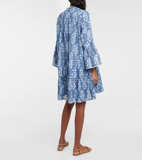 JULIET DUNN Floral Cotton-blend Minidress With Metallic Accents
