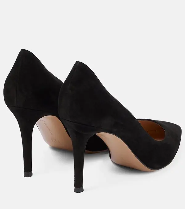 GIANVITO ROSSI Suede Pointed Toe Pumps - Black