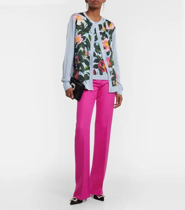 Oscar De La Renta Floral Print Cardigan