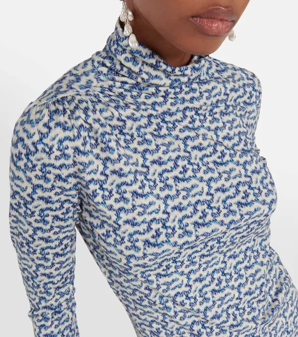 MARANT ETOILE Printed Jersey Turtleneck Top - Multicoloured