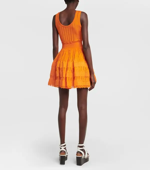 Alaïa Ribbed Knit Minidress - Orange