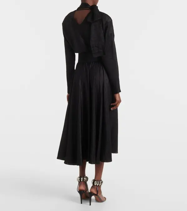 Alaïa Tie-neck Silk-blend Midi Dress