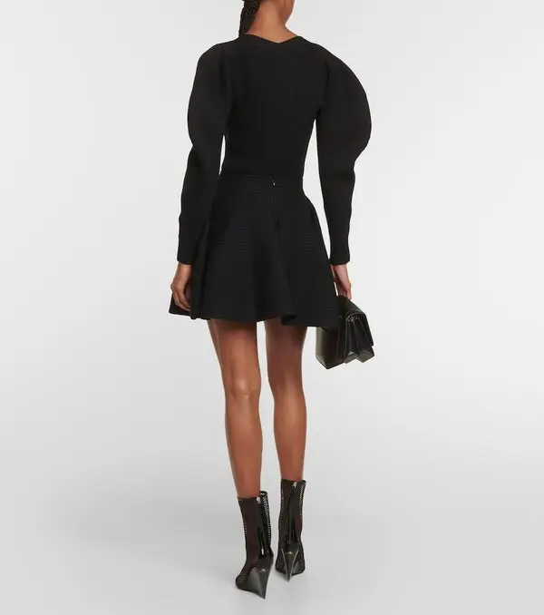 Alaïa Ribbed Knit Wool-blend Mini Skirt