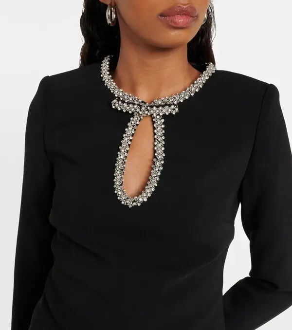 SELF-PORTRAIT Embellished Crepe Top