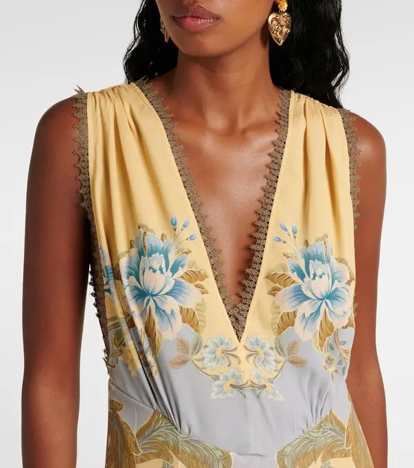 Etro Floral Crepe De Chine Maxi Dress