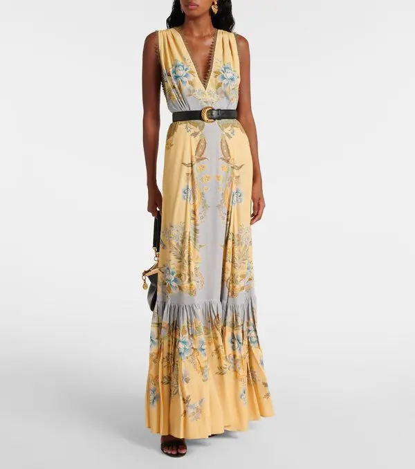 Etro Floral Crepe De Chine Maxi Dress
