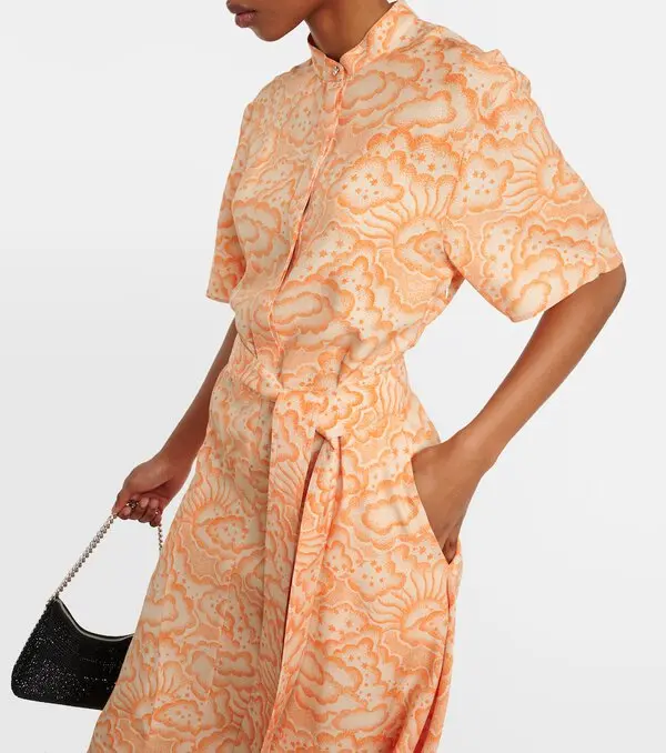 Stella McCartney Printed Asymmetric Silk Midi Dress - Multicoloured
