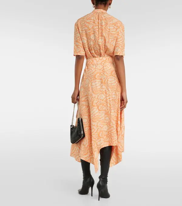 Stella McCartney Printed Asymmetric Silk Midi Dress - Multicoloured
