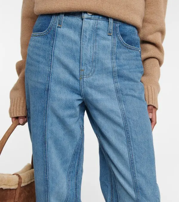FRAME Warped Stripe Barrel High-rise Jeans