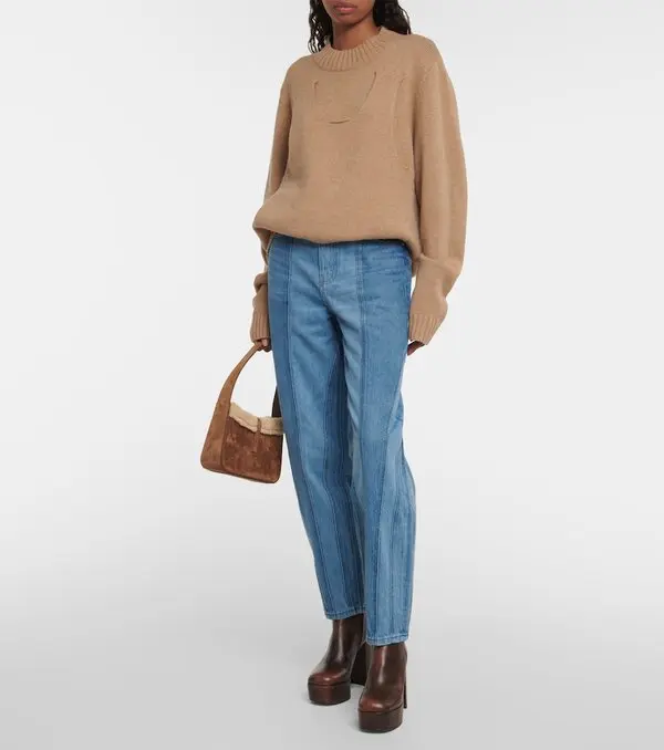 FRAME Warped Stripe Barrel High-rise Jeans