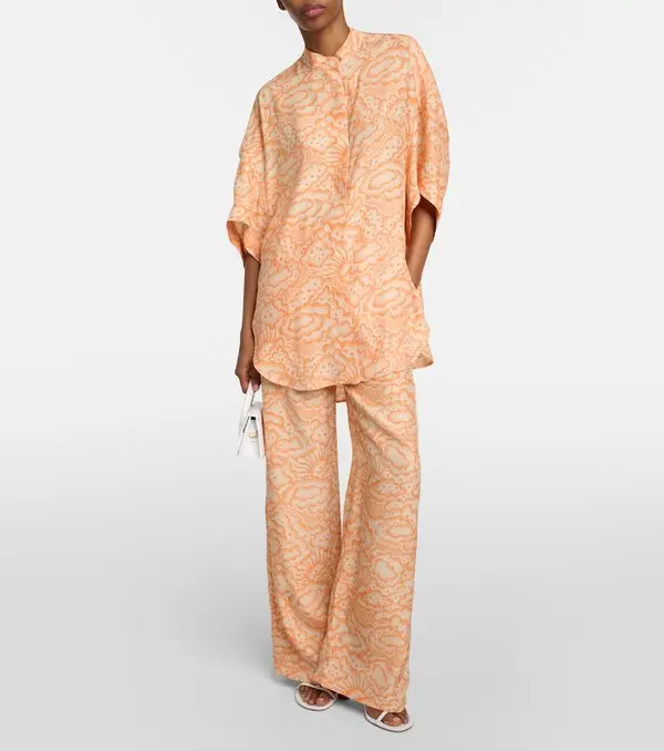 Stella McCartney Mid-rise Silk Printed Trousers - Multicoloured