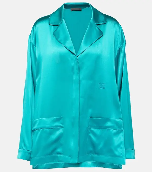 Max Mara Elegante Vasaio Silk Pajama Shirt - Blue