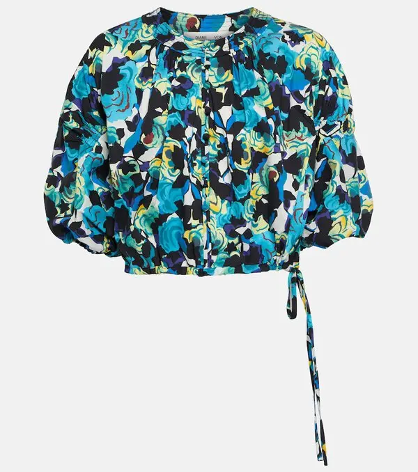 Diane Von Furstenberg Dario Floral Cotton-blend Top - Multicoloured