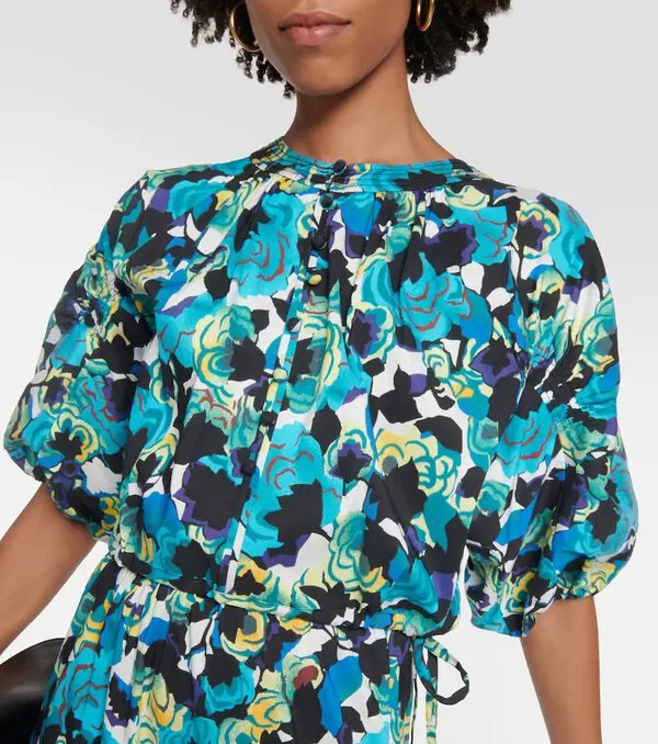 Diane Von Furstenberg Dario Floral Cotton-blend Top