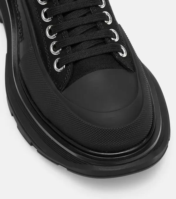 Alexander McQueen Tread Slick Leather And Fabric Sneakers - Black