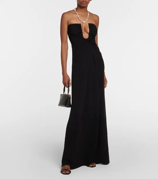 Christopher Esber Ruched Strapless Maxi Dress - Black