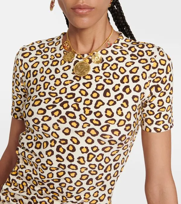 Rabanne Leopard-print Jersey Midi Dress - Multicoloured