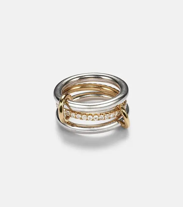 SPINELLI KILCOLLIN Libra Sterling Silver And 18kt Gold Ring With Diamonds - Multicoloured