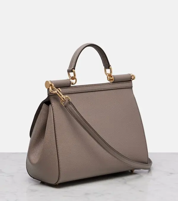 Dolce & Gabbana Sicily Medium Leather Shoulder Bag - Grey