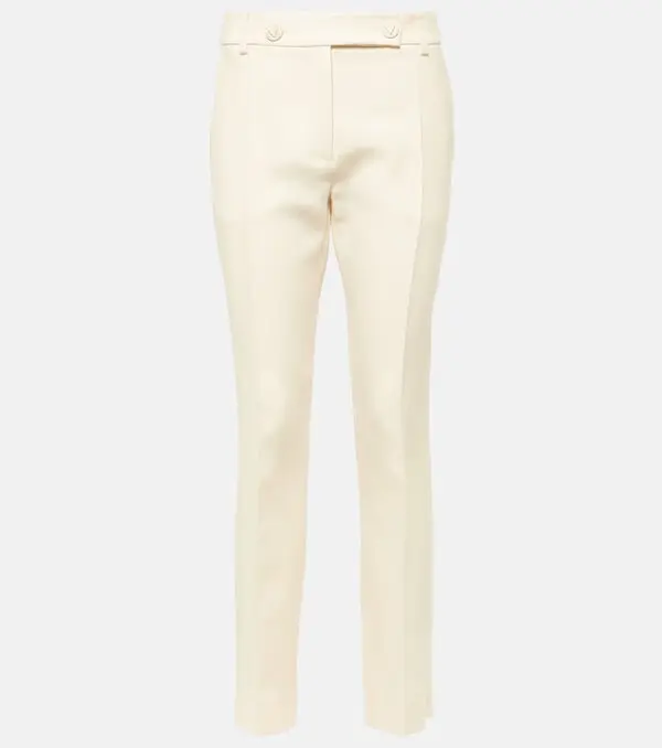 Valentino Garavani Crepe Couture Mid-rise Straight Pants - White