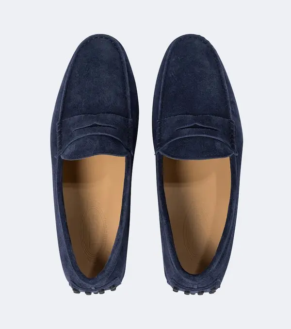 TOD'S Navy Suede Gommino Driving Shoes - Blue