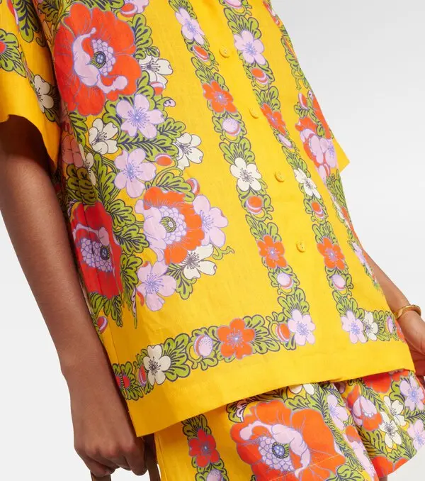 ALEMAIS Floral Linen Bowling Shirt
