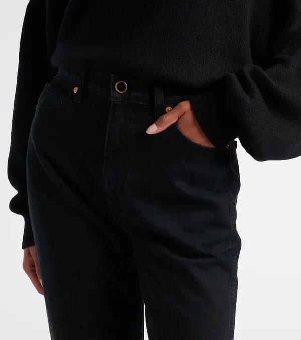 Khaite Abigail Cropped Straight Jeans - Black