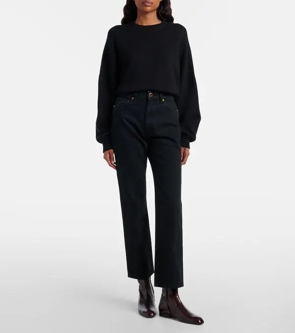 Khaite Abigail Cropped Straight Jeans - Black