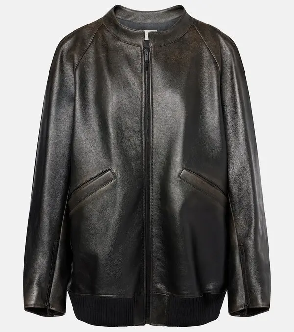 THE ROW Kengia Leather Bomber Jacket