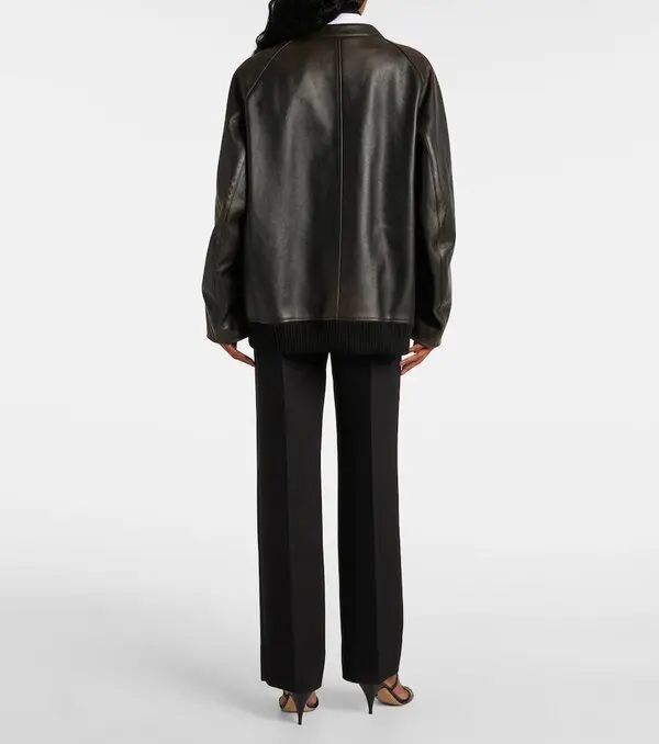 THE ROW Kengia Leather Bomber Jacket