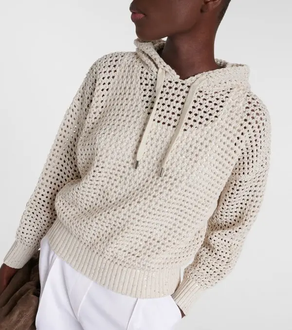 Brunello Cucinelli Open-knit Cotton-blend Hoodie
