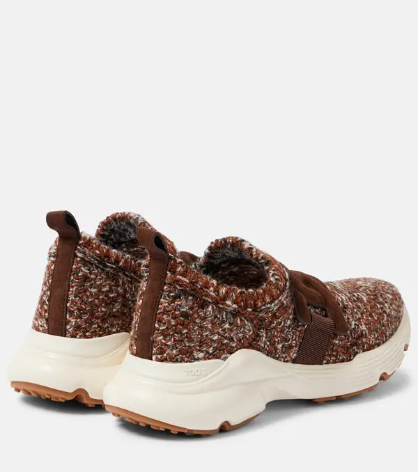 TOD'S Knitted Leather-trimmed Sneakers