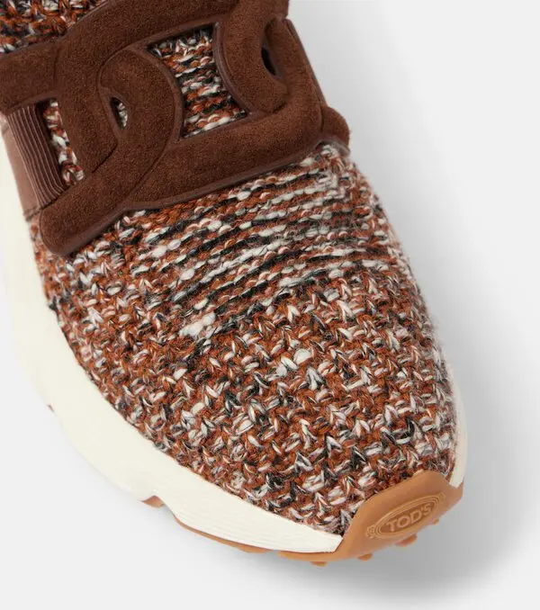 TOD'S Knitted Leather-trimmed Sneakers