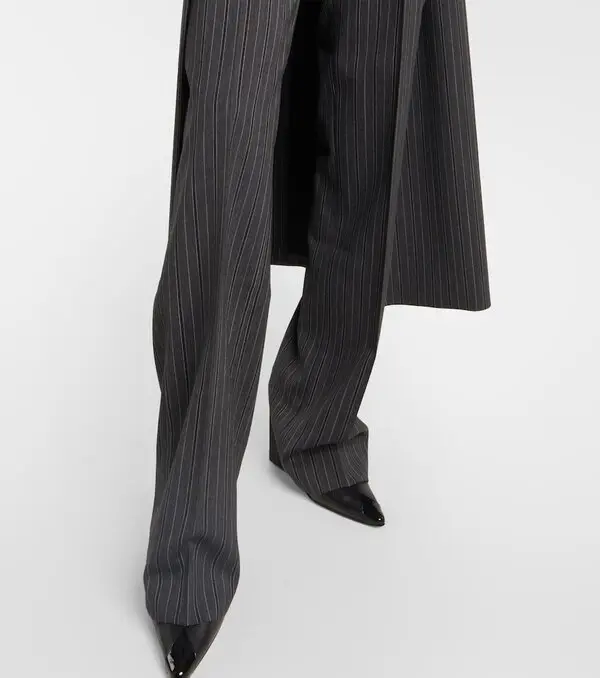 Alessandra Rich High-rise Straight Pinstriped Wool Blend Trousers