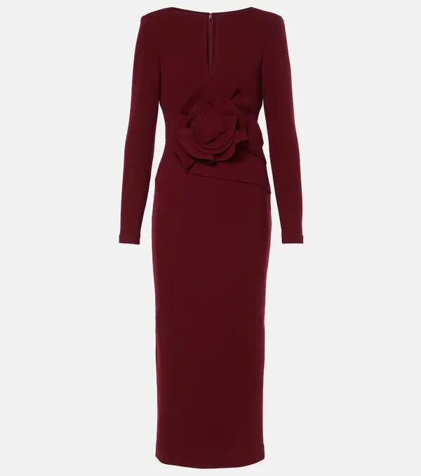 Roland Mouret Floral Wool Crepe Midi Dress - Red