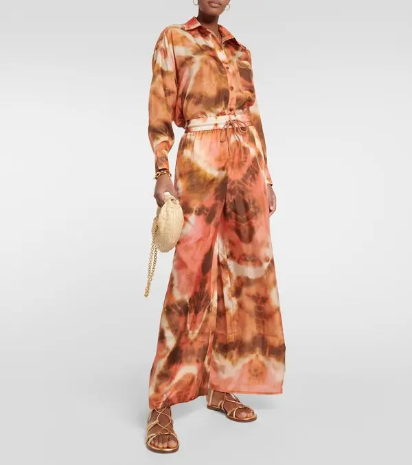 Zimmermann Vacay Tie-dye Silk Wide-leg Trousers