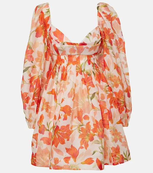 Zimmermann Tranquillity Floral Linen And Silk Minidress - Multicoloured